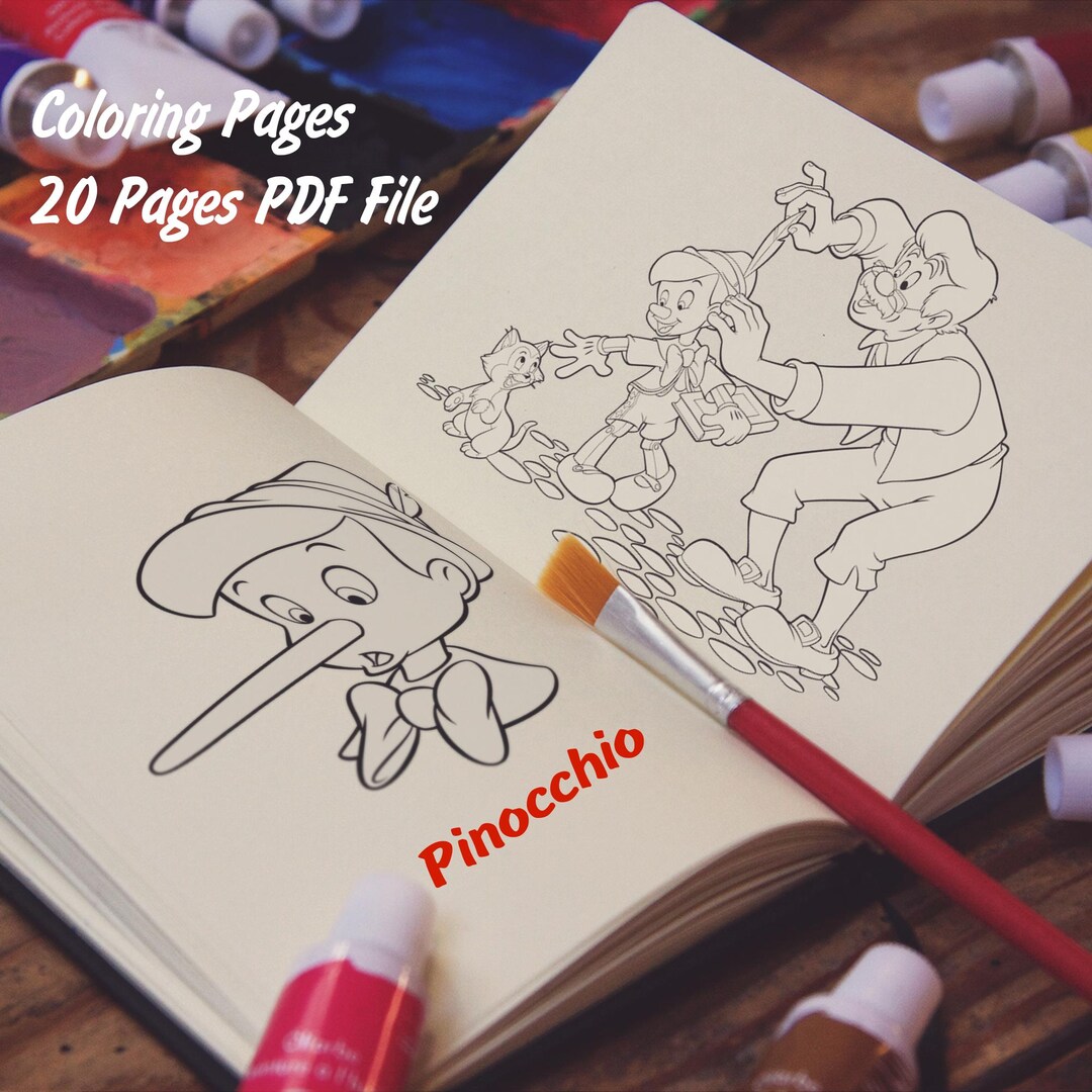 Pinocchio Coloring Book Classic Fairy Tale Printable Coloring Pages for ...