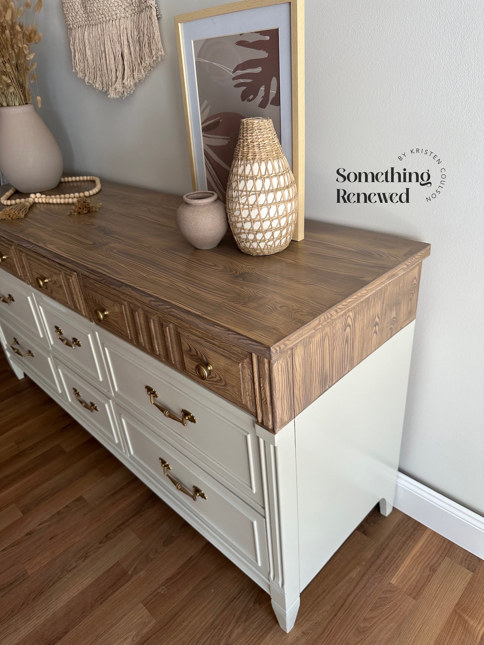 Sold***refinished Cream Solid Wood Dresser - Etsy