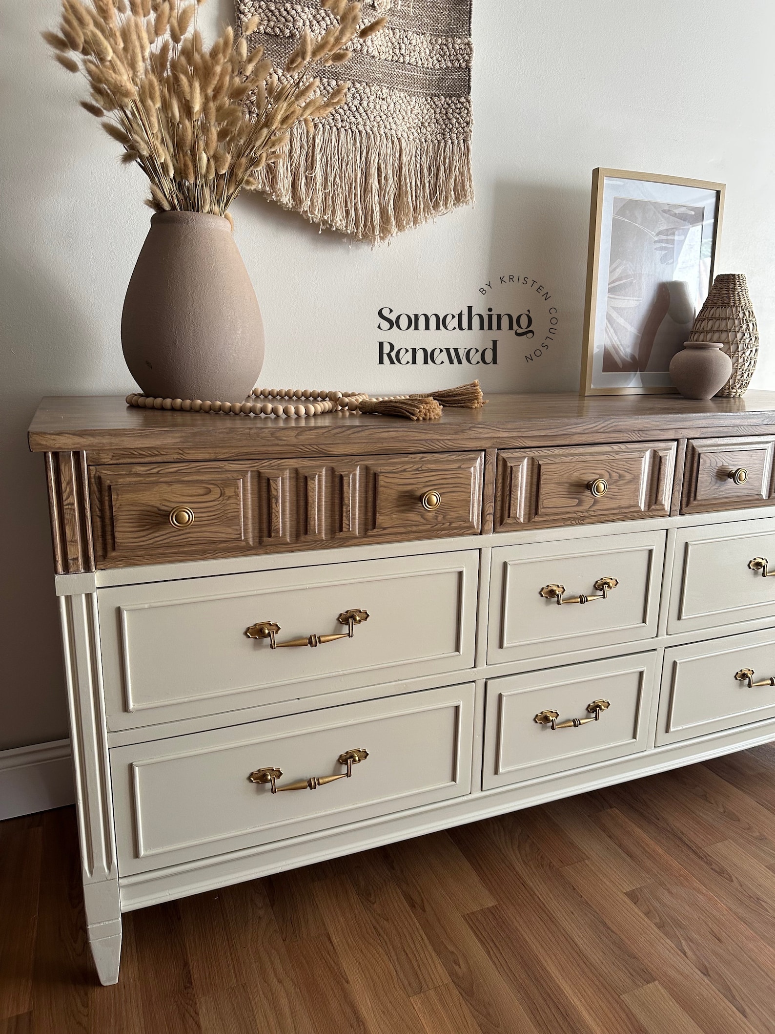 Sold***refinished Cream Solid Wood Dresser - Etsy