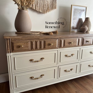 Sold***refinished Cream Solid Wood Dresser - Etsy