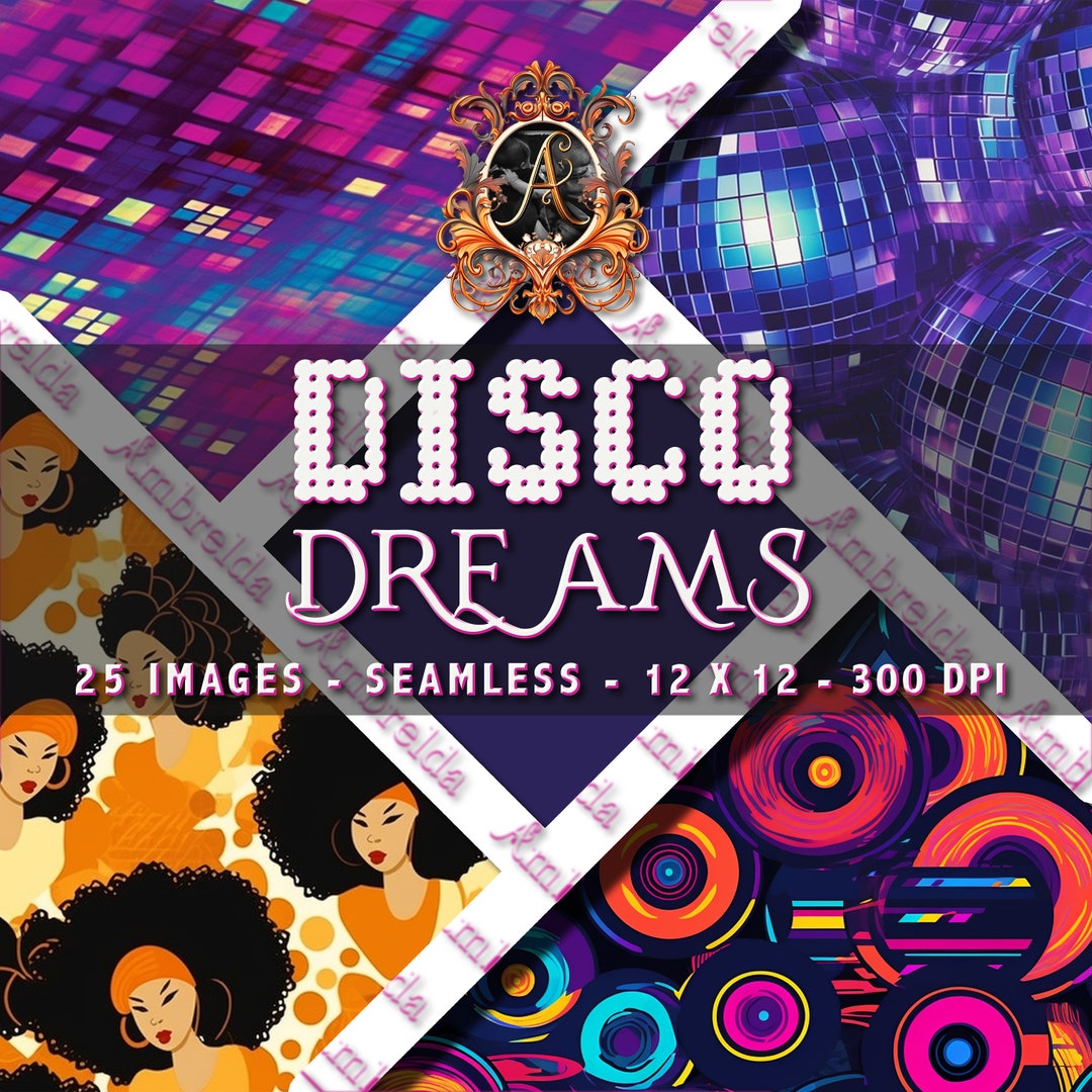 Disco Dreams, Disco Seamless Pattern, Printable Digital Paper, 25 ...