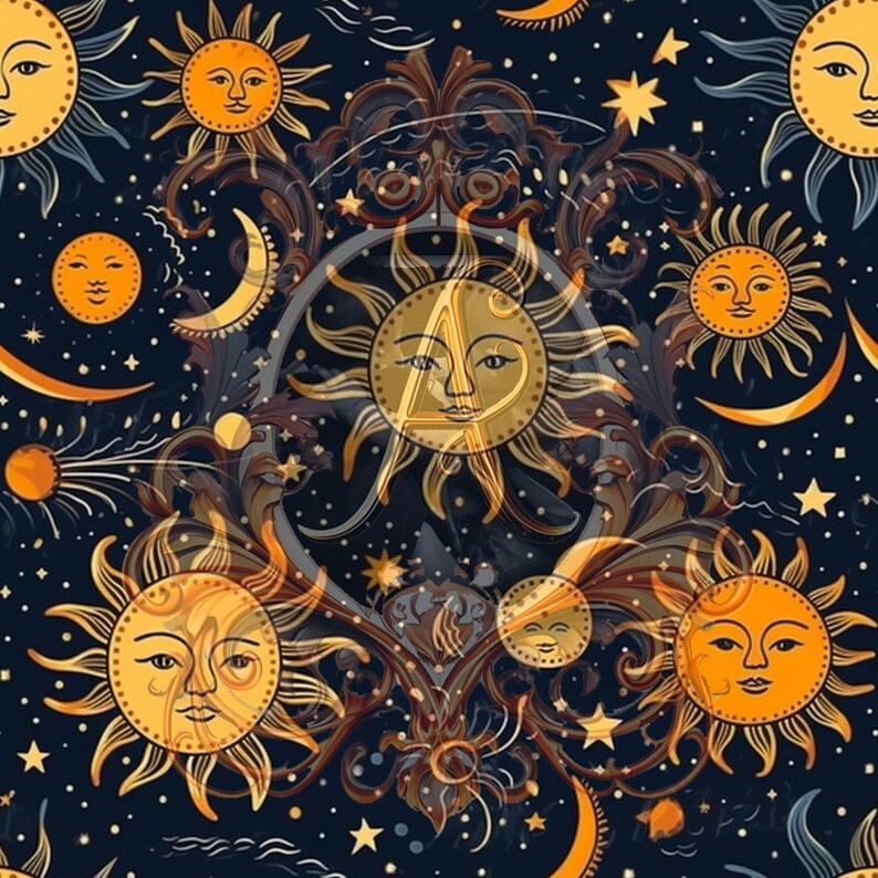 Celestial Dreams, Star & Moon Pattern, Seamless Pattern, Printable ...