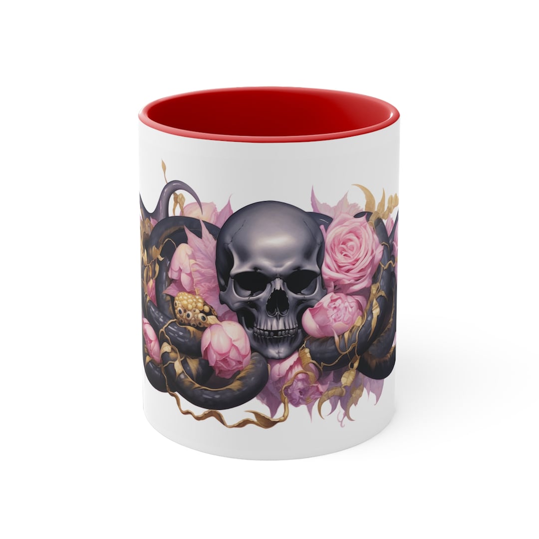 Floral Skull Mug Gothic Coffee Mug Beautiful Spooky Mug - Etsy
