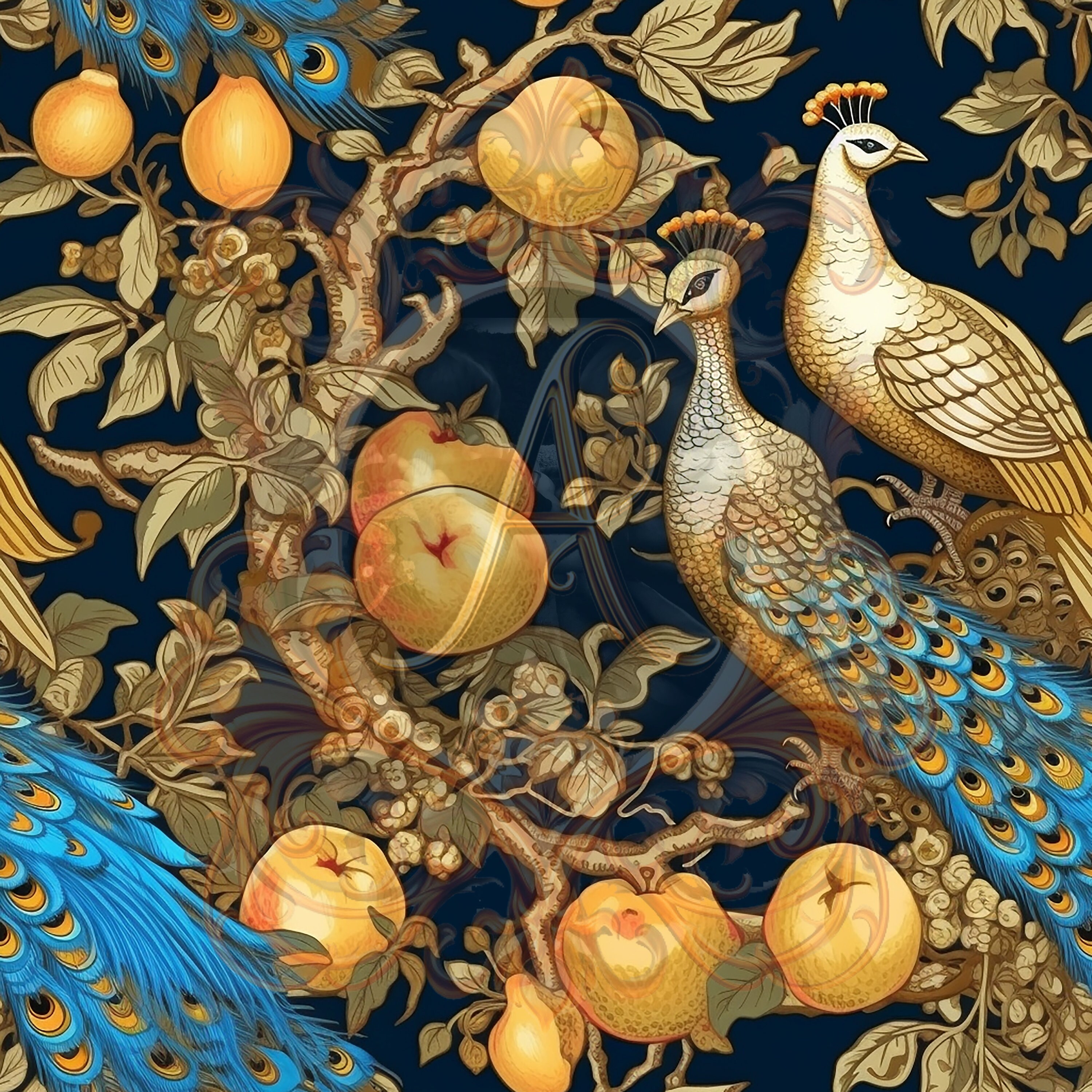 Peacocks and Flowers, Seamless Pattern, Backgrounds, Printable Digital ...
