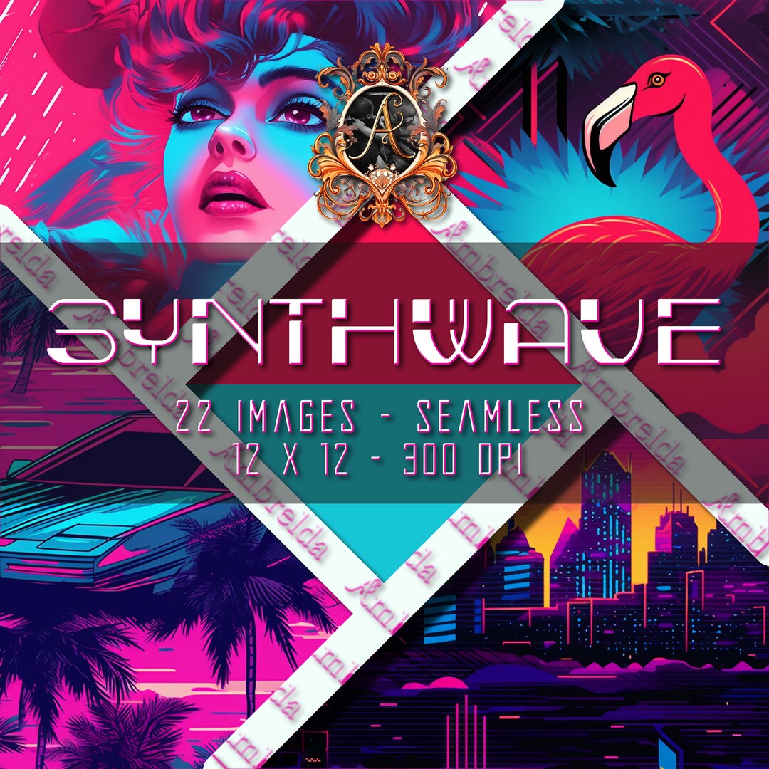 Synth Wave, Synth Wave Seamless Pattern, Printable Digital Paper, 22 ...