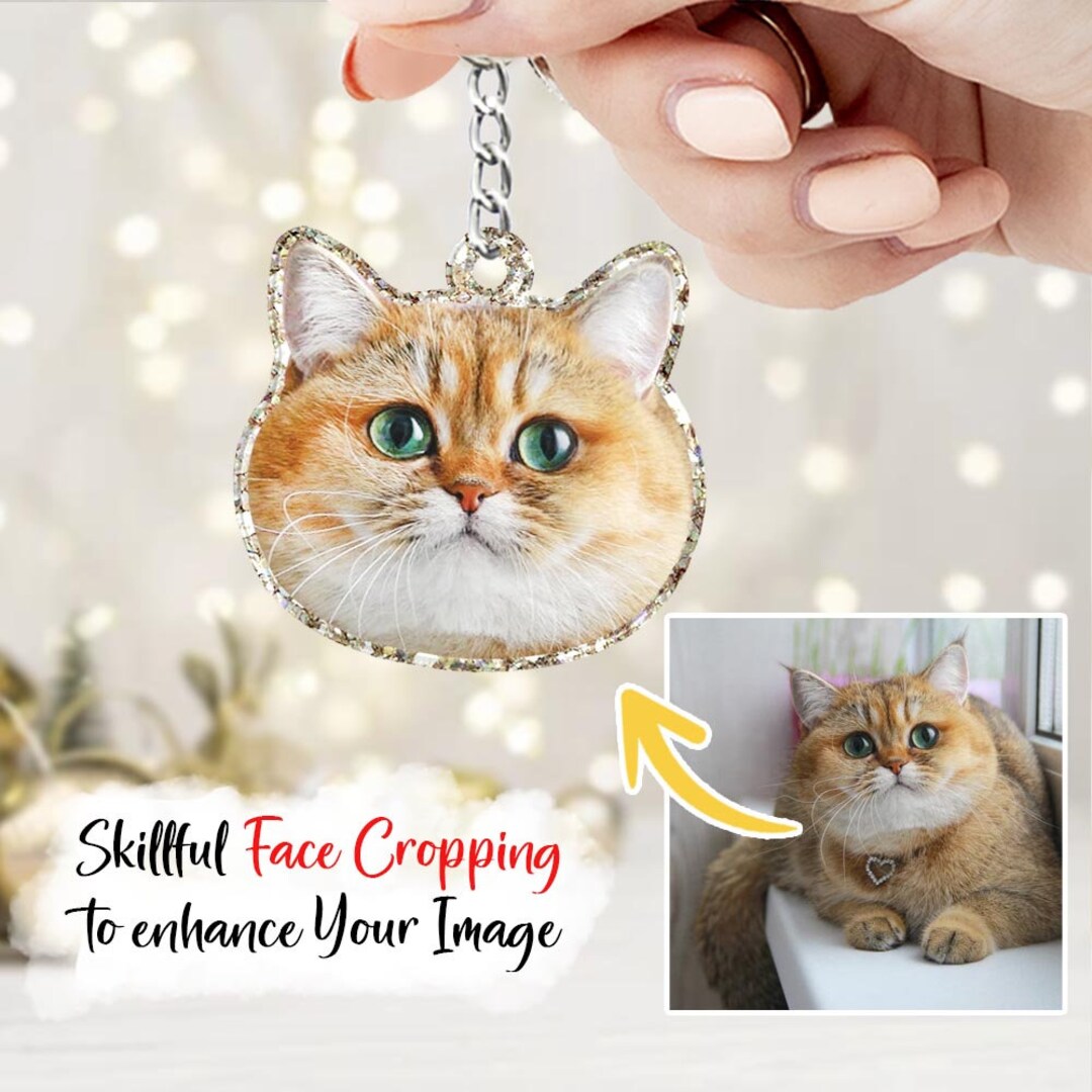 Custom Pet Acrylic Keychain Cat Photo Personalized Dog - Etsy