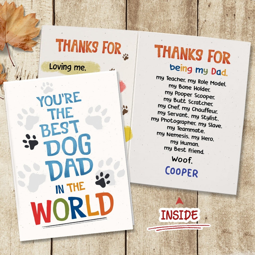 Personalized Card Best Dog Dad Ever, Funny Fathers Day Gifts for Dog ...