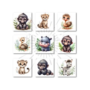 Cute Baby Safari Clipart Bundle Safari Animal PNG Watercolor Safari ...