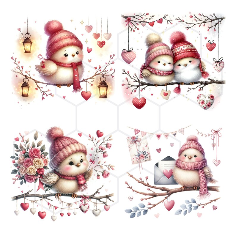 Cute Bird Clipart Bundle Valentines Day Clipart High Quality Jpgs Love ...
