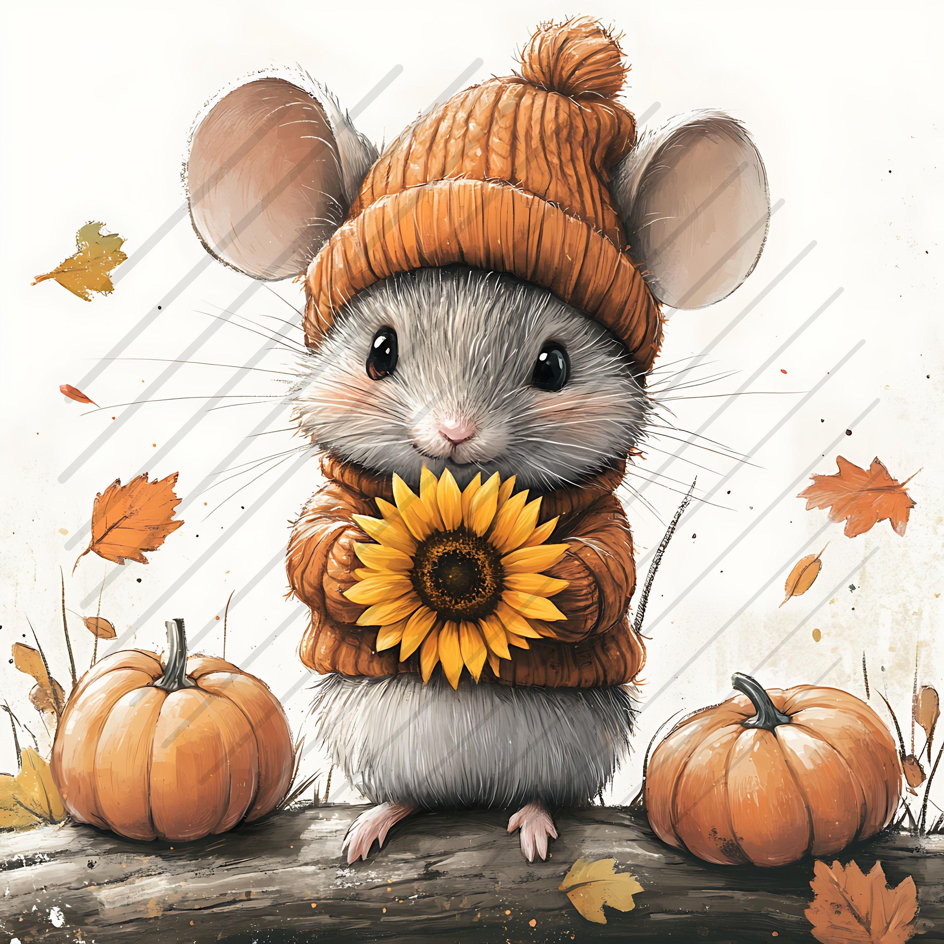 Fall Mouse Clipart Bundle: Watercolor Autumn Animals (digital Download ...