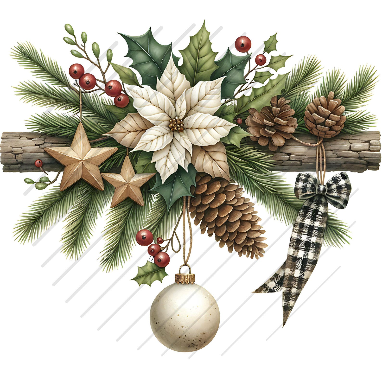 Farmhouse Christmas Clipart: Holiday Graphics, Rustic Decor (digital ...