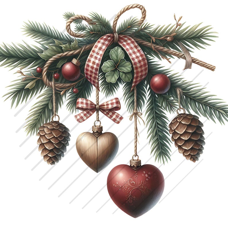 Farmhouse Christmas Clipart: Holiday Graphics, Rustic Decor (digital ...