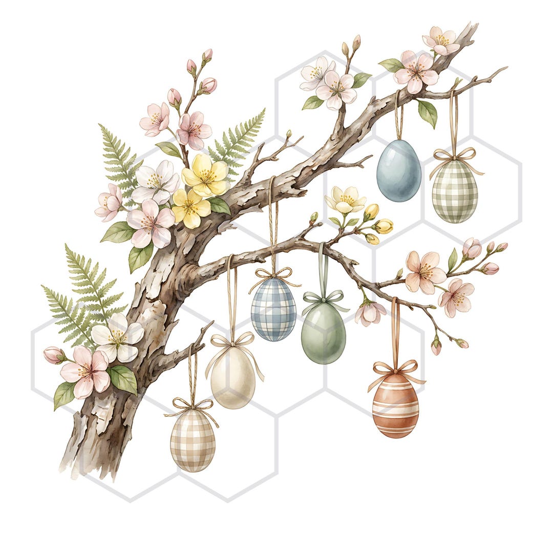 Watercolor Easter Eggs Clipart Spring Floral JPG Images Greeting Card ...