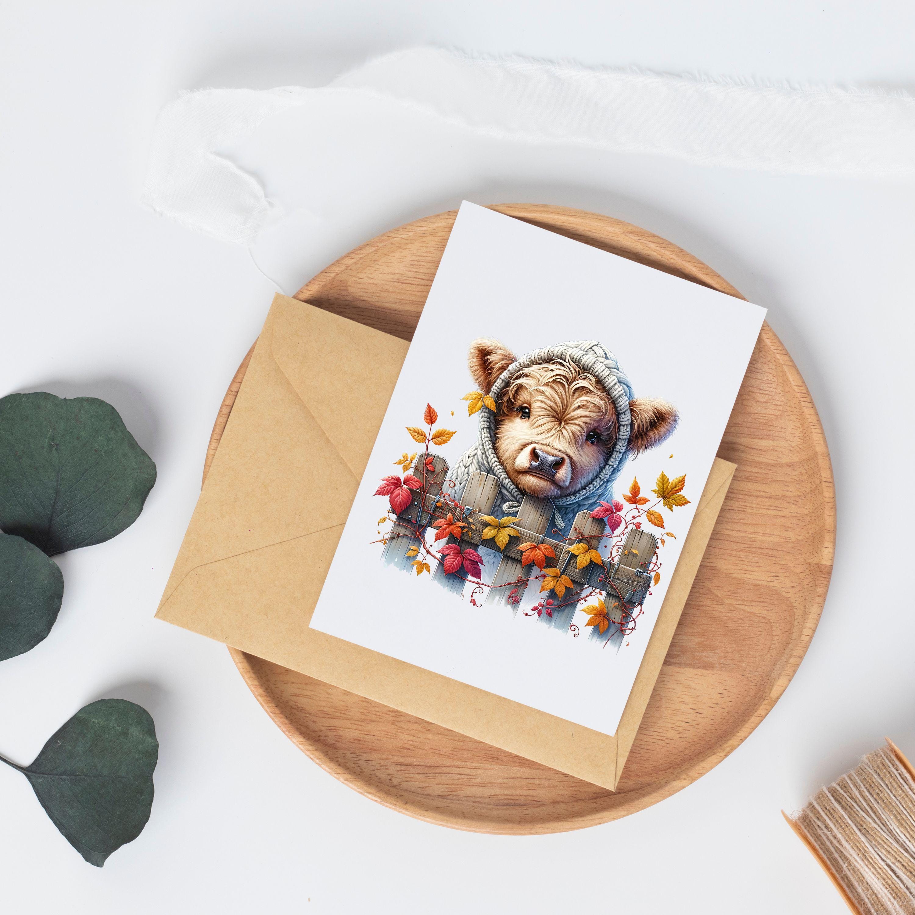 Fall Highland Cow Clipart Bundle: Watercolor Autumn Designs (digital ...