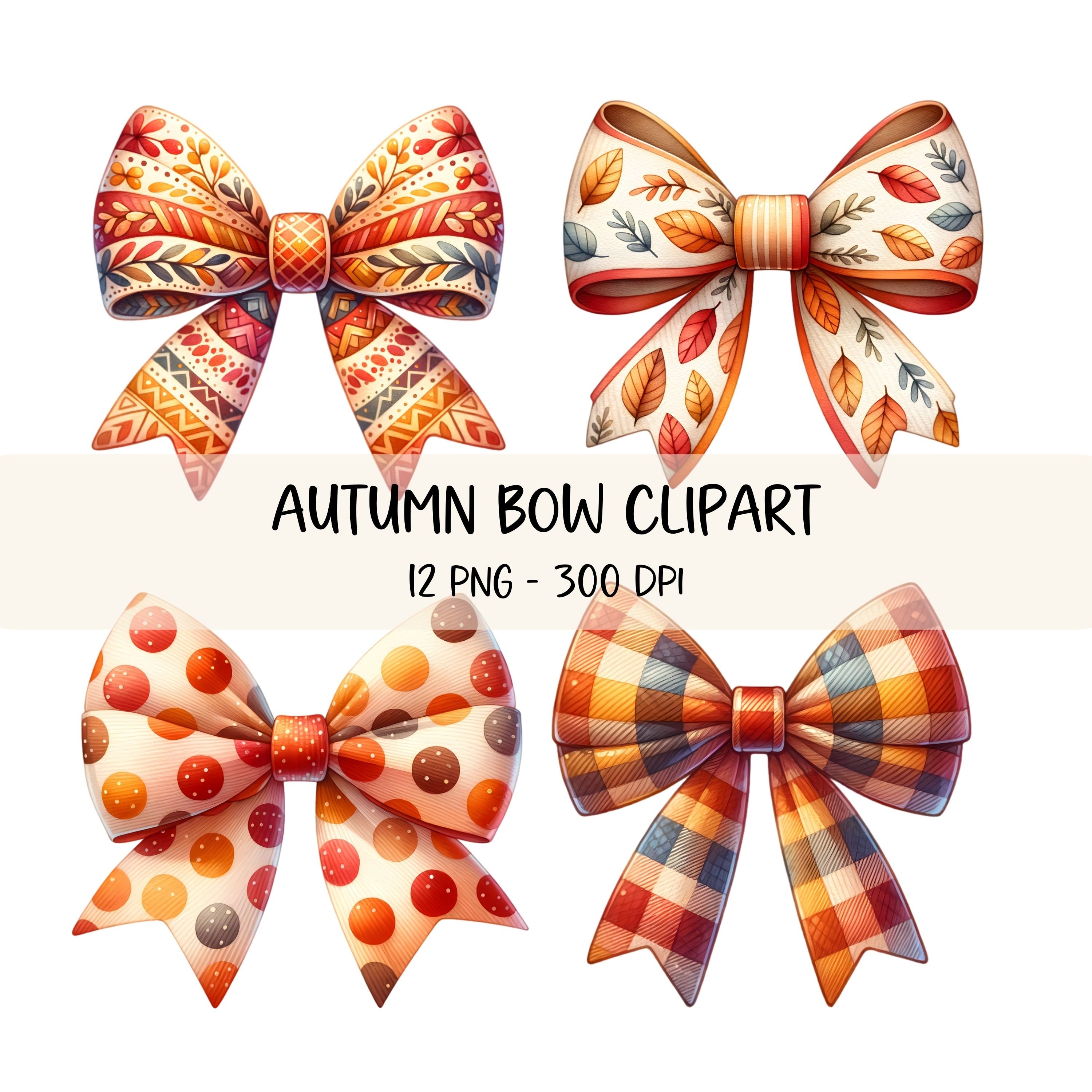 Coquette Bow PNG Watercolor Bow Clipart Bundle Fall Clipart Sublimation ...