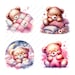 Cute Teddy Bear Watercolor Clipart Bundle Sleeping Teddybear Clipart ...