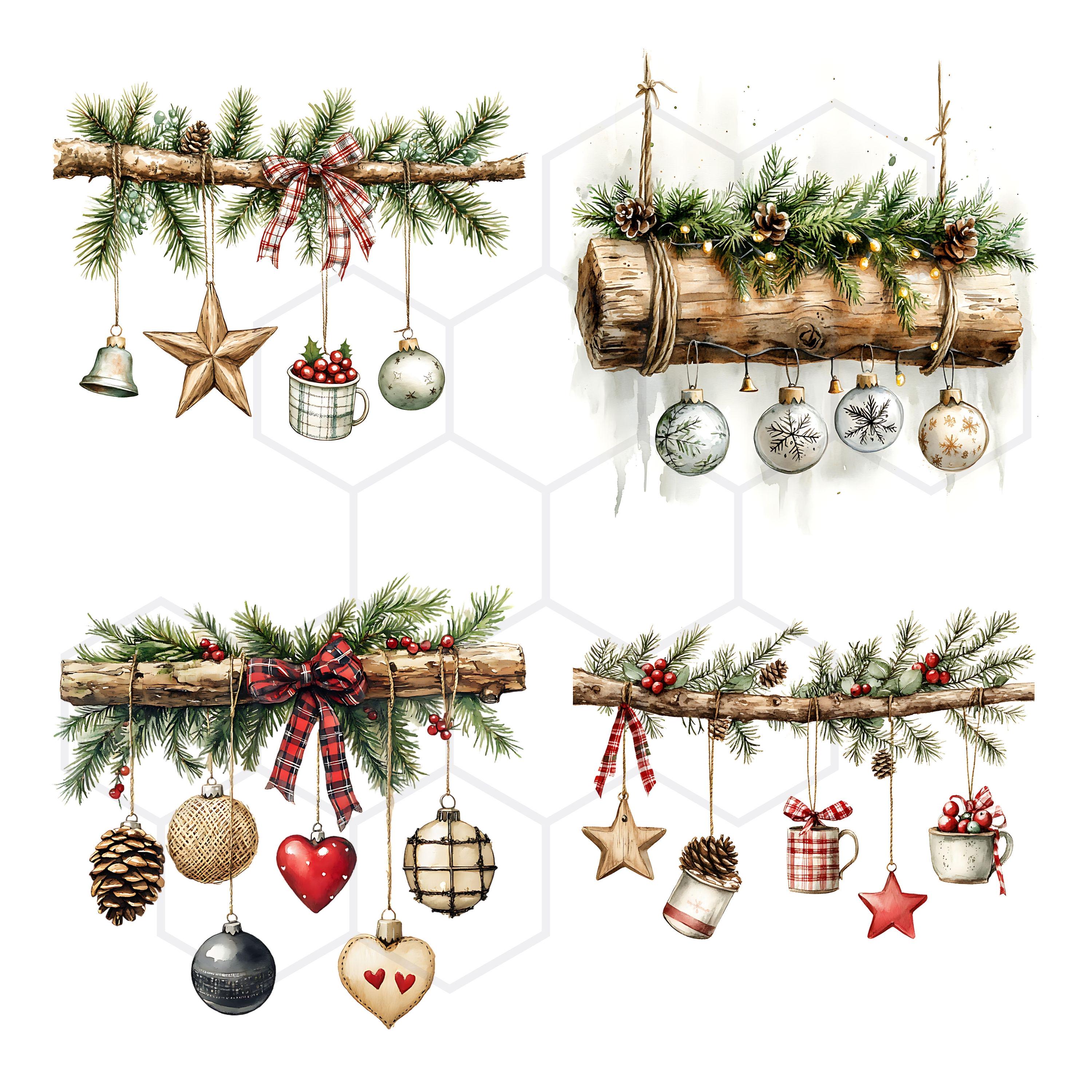 Farmhouse Christmas Clipart: Holiday Graphics, Rustic Decor (digital ...