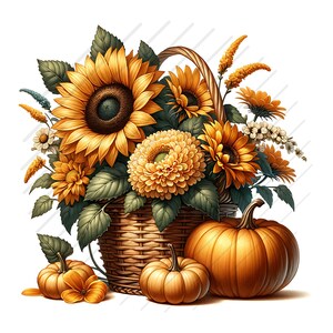 Autumn Pumpkin With Sunflower Clipart Bundle Fall Clipart Autumn ...