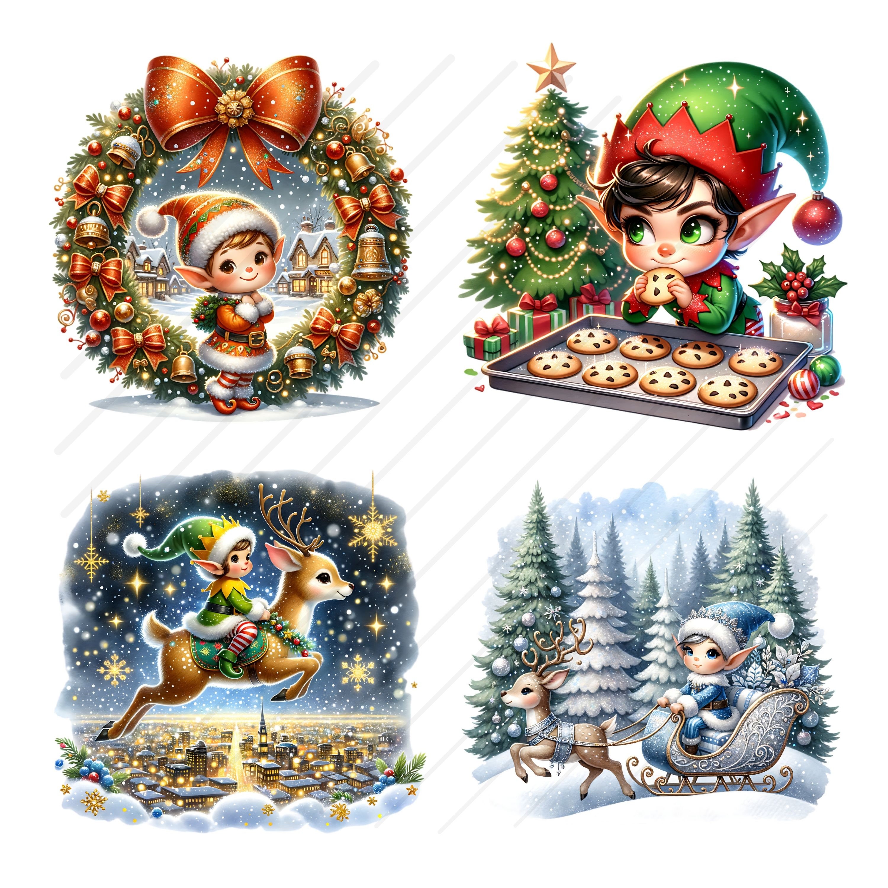Christmas Elf Clipart Bundle Cute Christmas Elves Clipart JPG Images ...