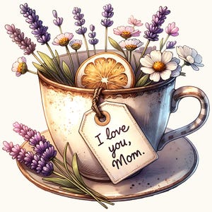 Watercolor Vintage Teacup Clipart Bundle Mothers Days PNG Images Teacup ...