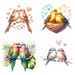 Cute Bird Clipart Bundle Watercolor Birds PNG Images Bird Couple ...