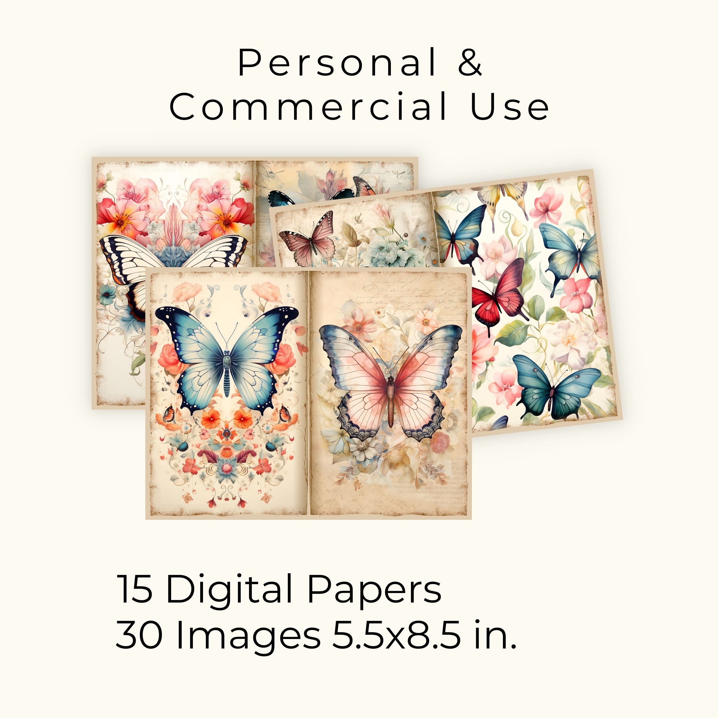 Butterfly Junk Journal Kit Printable Butterfly Journal Pages Butterfly ...