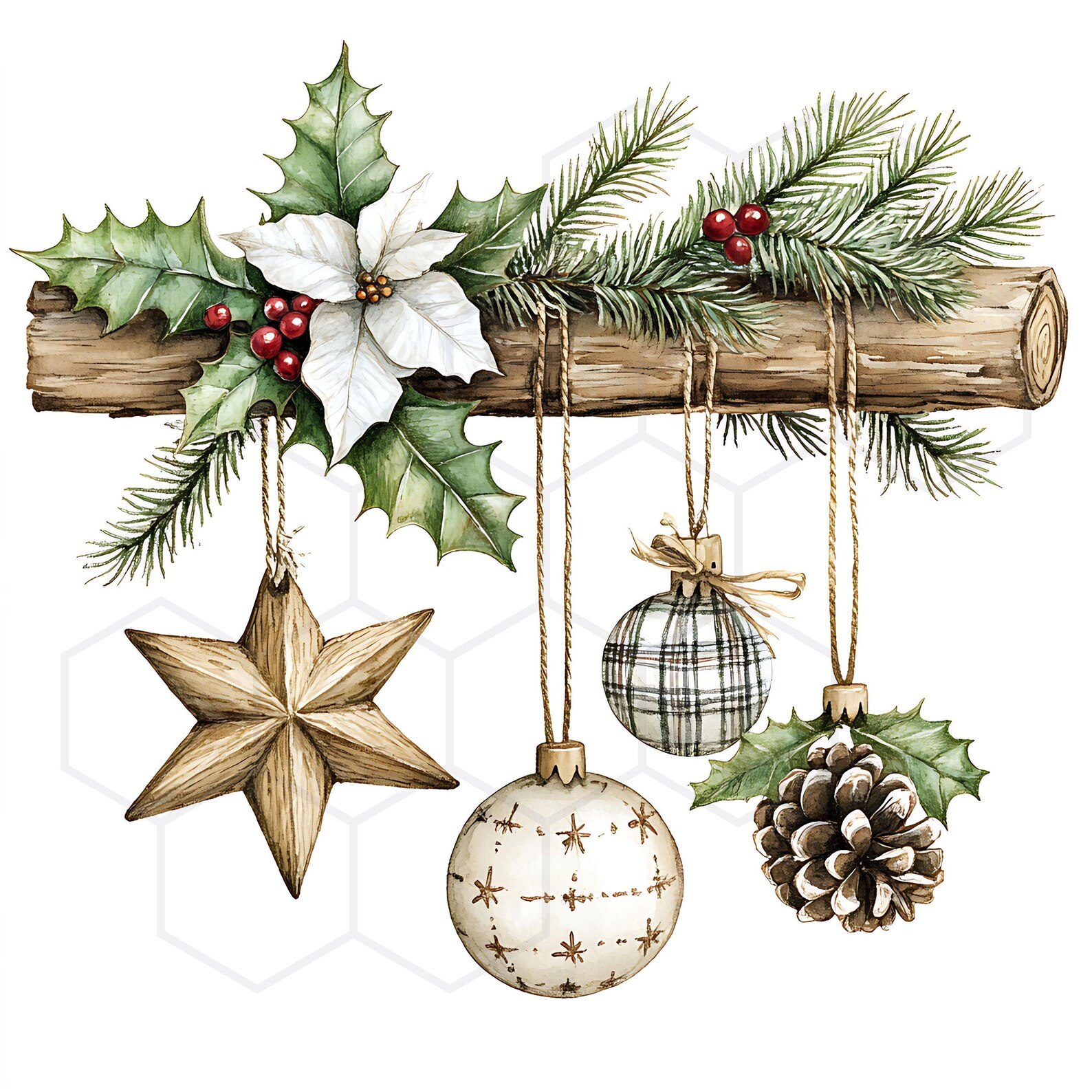 Farmhouse Christmas Clipart: Holiday Graphics, Rustic Decor (digital ...