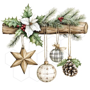 Farmhouse Christmas Clipart: Holiday Graphics, Rustic Decor (digital ...