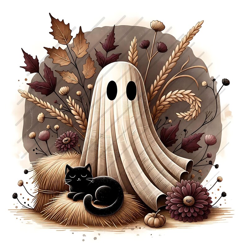 Watercolor Fall Ghost Clipart Bundle Halloween Graphics JPG Images Fall ...