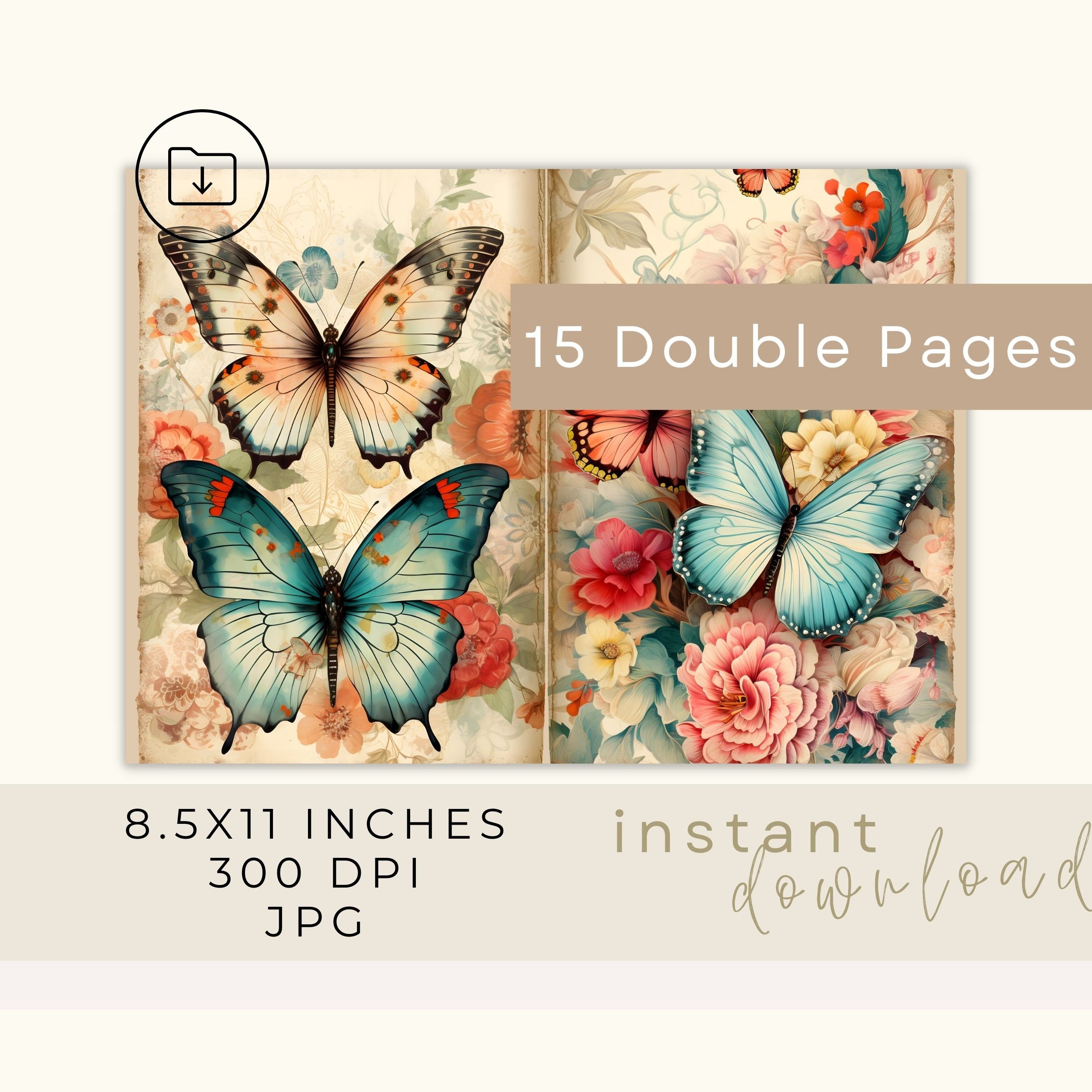 Butterfly Junk Journal Kit Printable Butterfly Journal Pages Butterfly ...