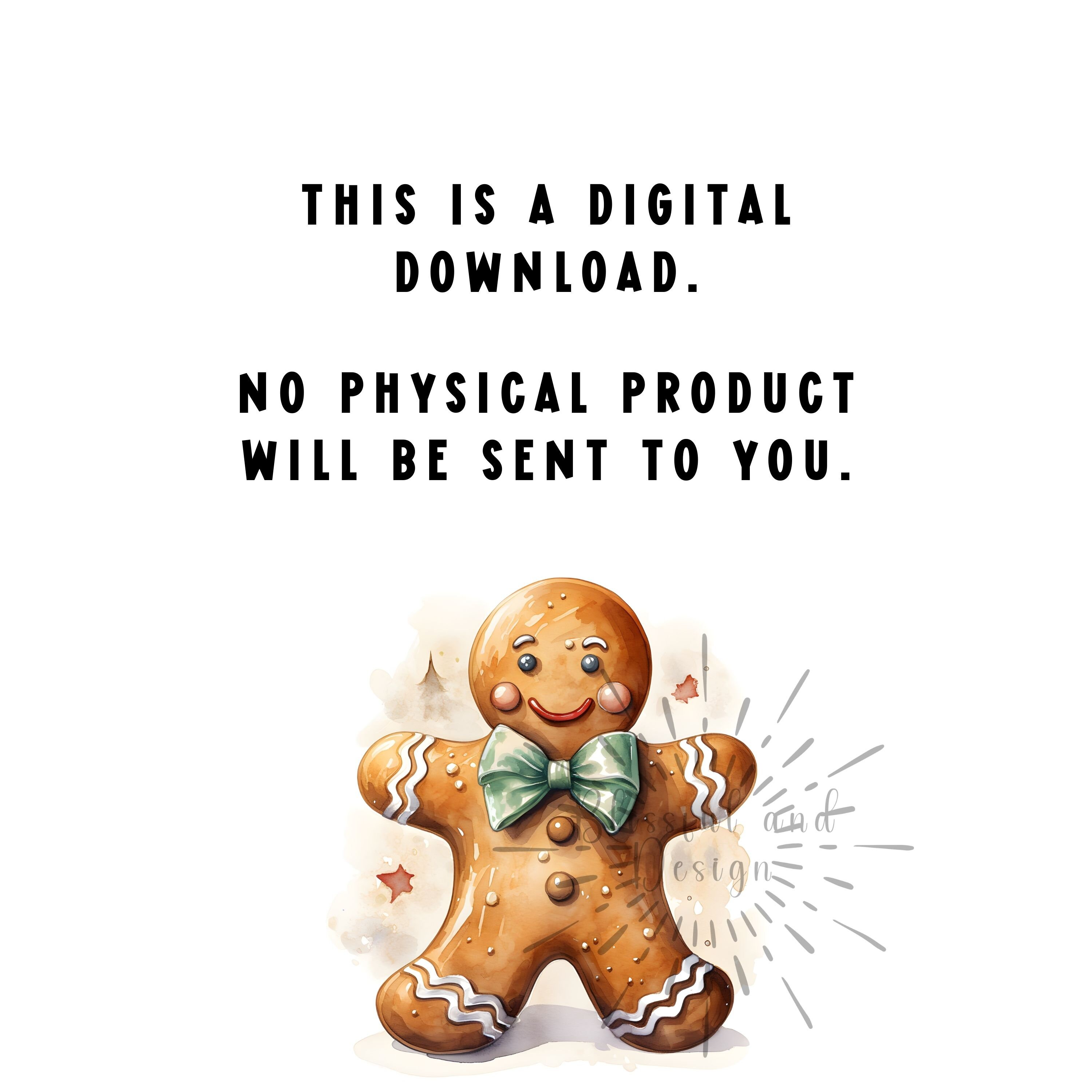Gingerbread Man Clipart Watercolor Christmas PNG Digital Download Image ...