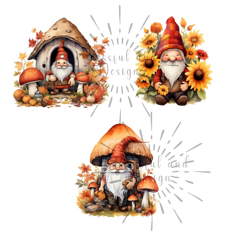 Fall Gnome Clipart Cute Watercolor Gnome Thanksgiving Transparent PNG ...