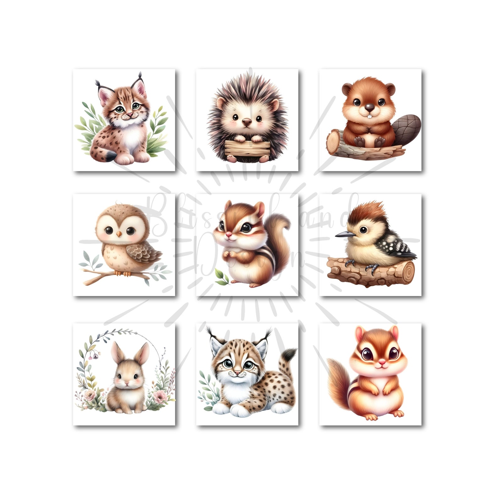 Cute Baby Woodland Animals Clipart Bundle Forest Animals PNG Watercolor ...