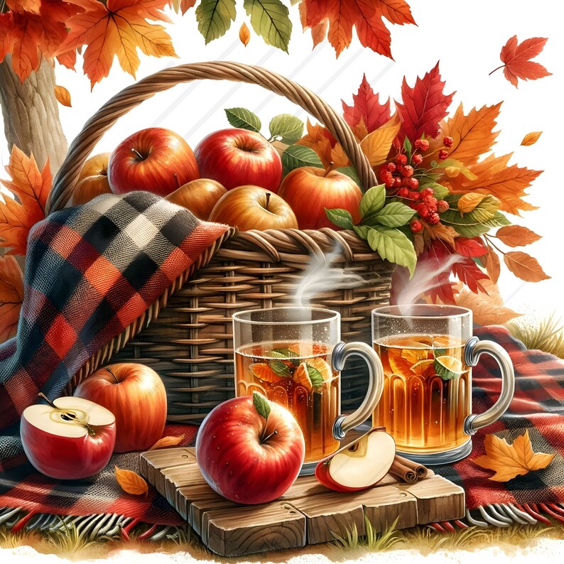 Watercolor Apple Clipart Bundle Fall Harvest Clipart Printable Fruit ...