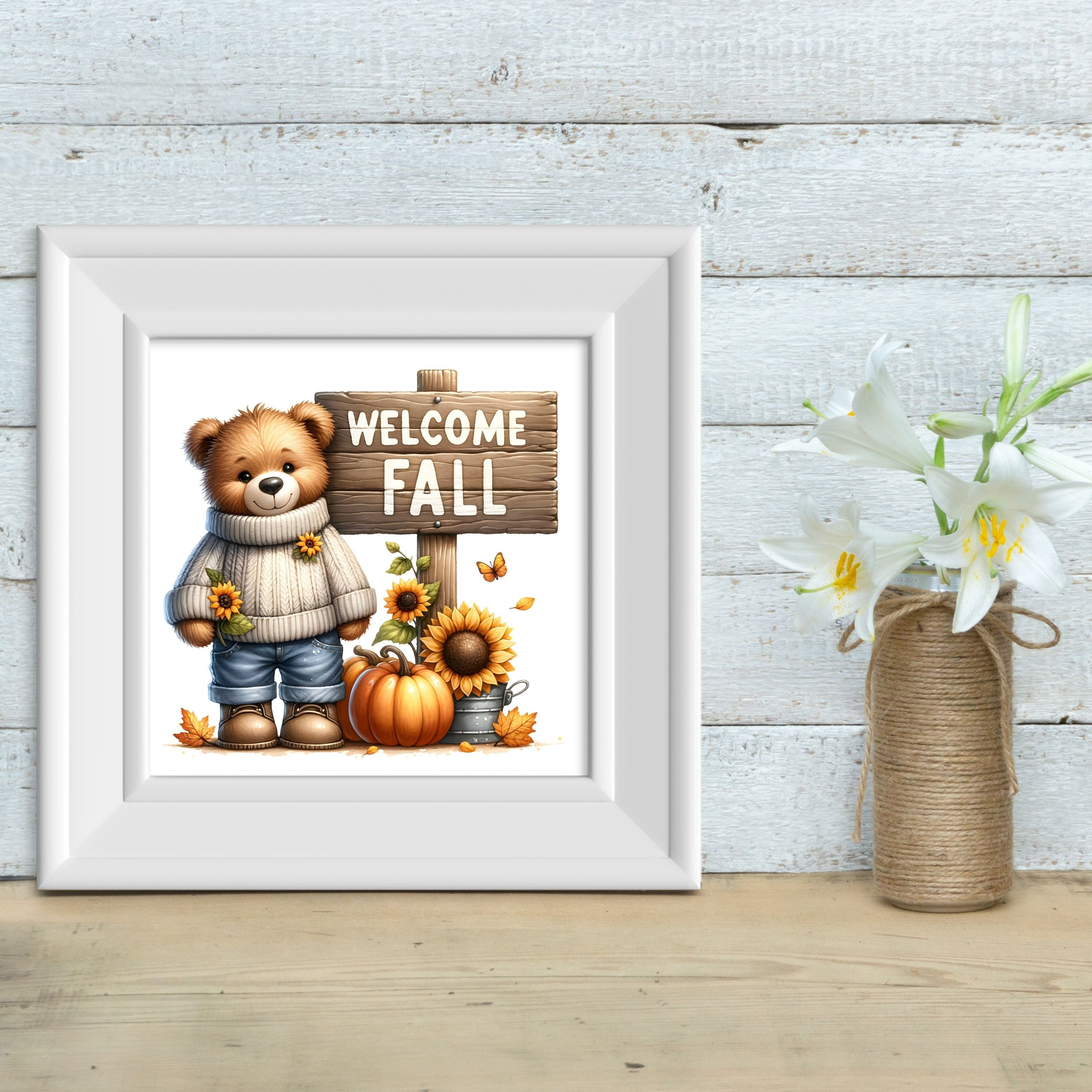 Fall Teddy Bear Clipart Cute Teddy Bear Autumn Art JPG Image ...