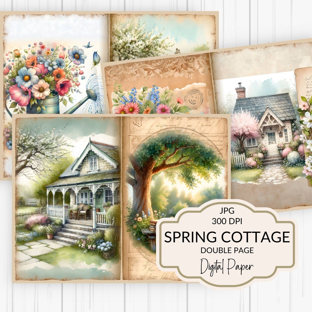 Cottage Junk Journal Page Cottagecore Printable Paper Country Cottage ...