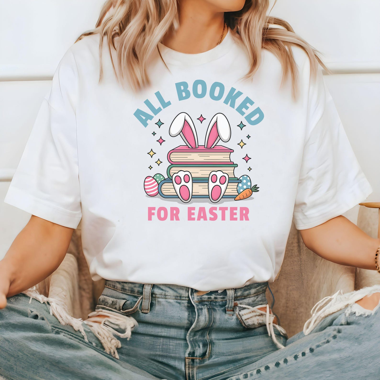 All Booked for Easter PNG Cute Easter Shirt Design Cute Bunny Book ...