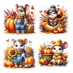 Fall Mouse Clipart Bundle Cute Mouse Clipart High Quality JPG ...