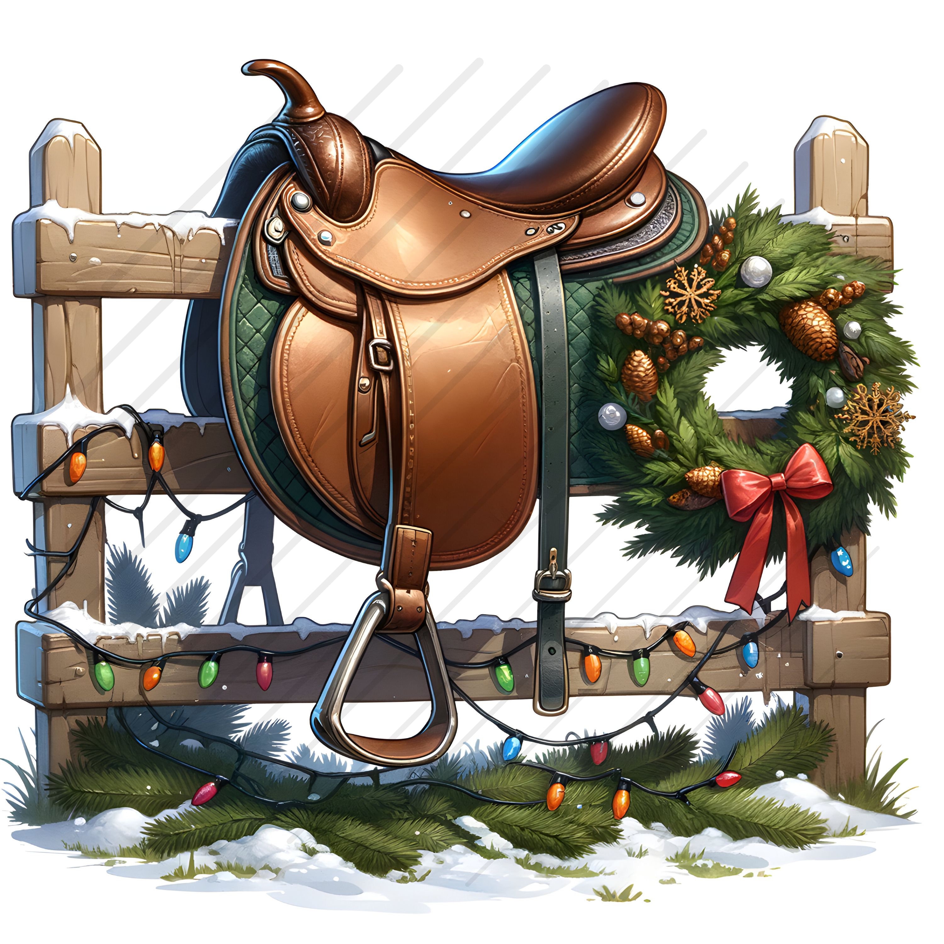 Western Christmas Clipart JPG Cowboy Holiday Decor Rustic Country ...