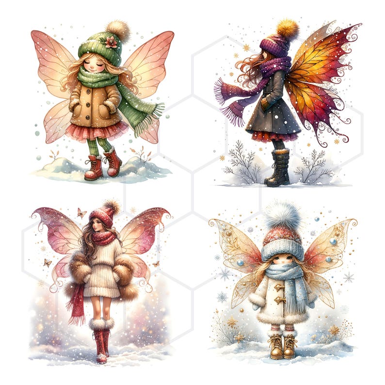Watercolor Winter Fairy Clipart Bundle Magical Fairy Clipart JPG Images ...