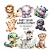 Cute Baby Safari Clipart Bundle Safari Animal PNG Watercolor Safari ...