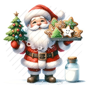 Cute Santa Clipart Bundle Christmas Clipart Digital Download Watercolor ...