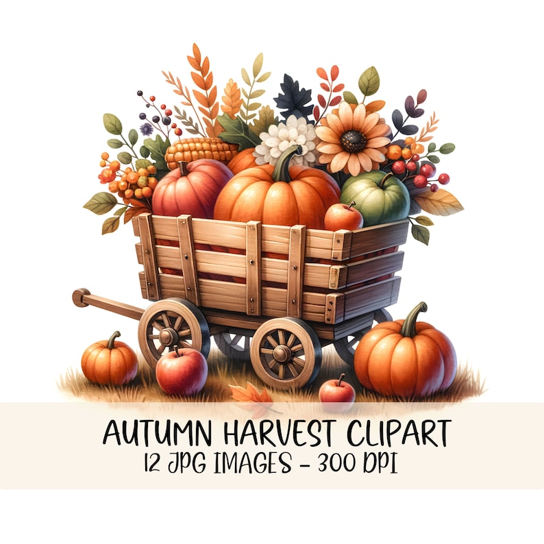 Watercolor Fall Clipart Bundle Autumn Harvest Clip Art Printable ...