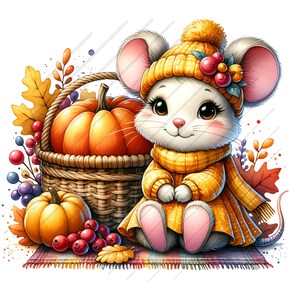 Fall Mouse Clipart Bundle Cute Mouse Clipart High Quality JPG ...