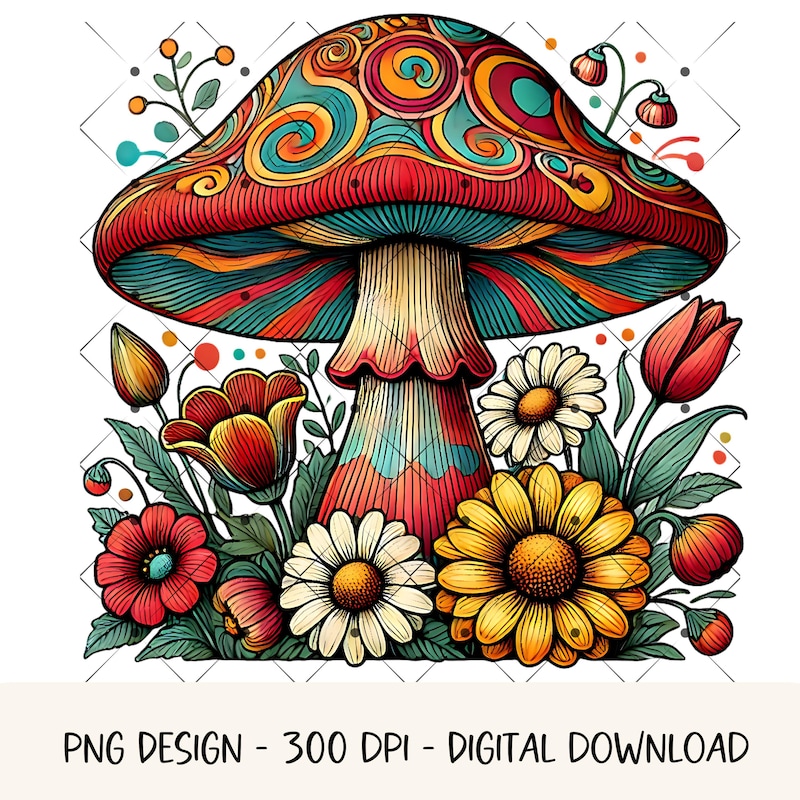 Mushroom Groovy Clipart - Etsy