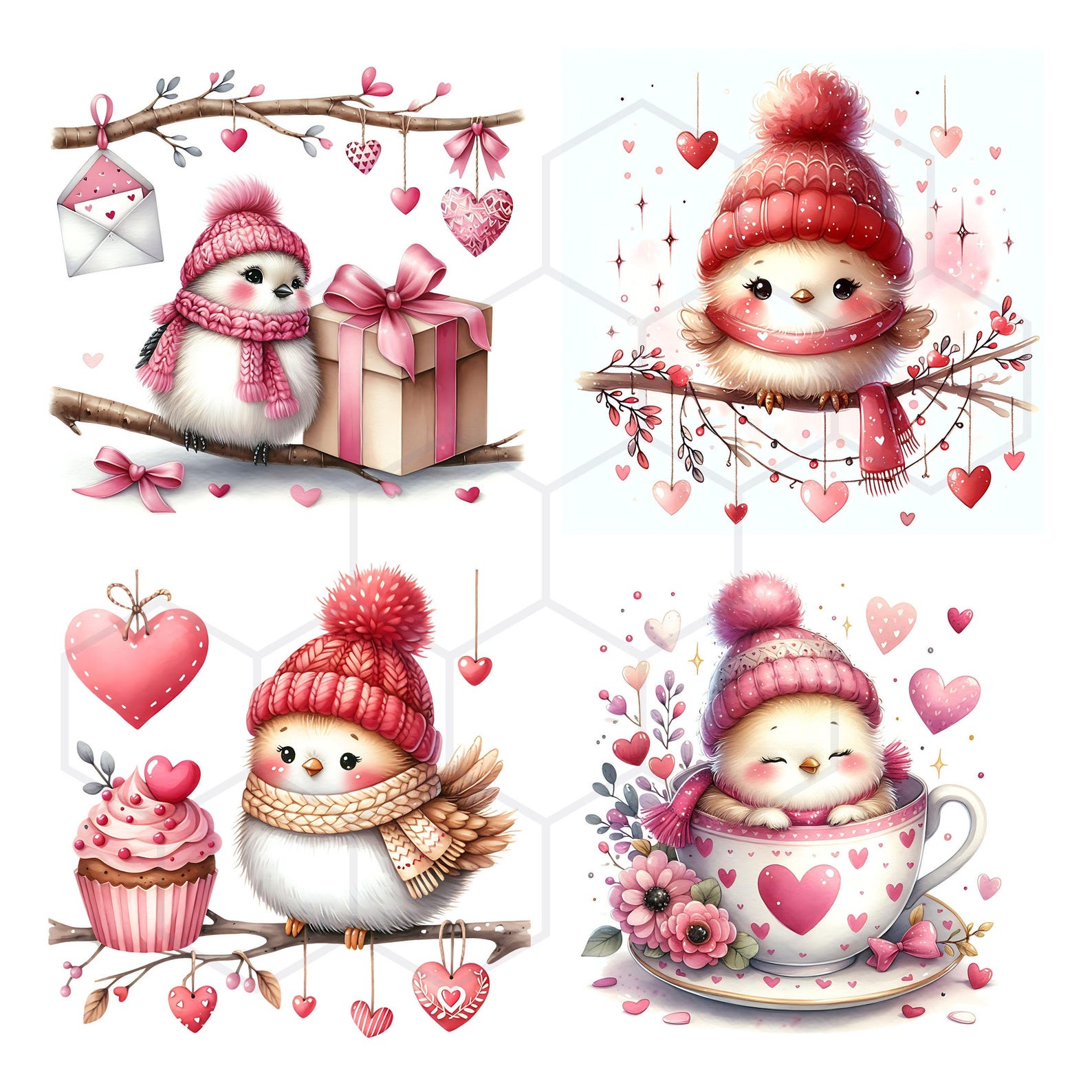 Cute Bird Clipart Bundle Valentines Day Clipart High Quality Jpgs Love ...