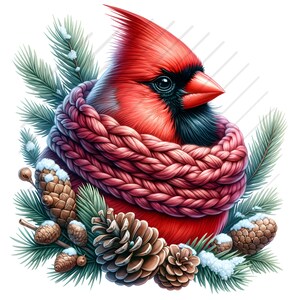 Christmas Red Cardinal Clipart Bundle Winter Bird JPG Red Cardinal Snow ...