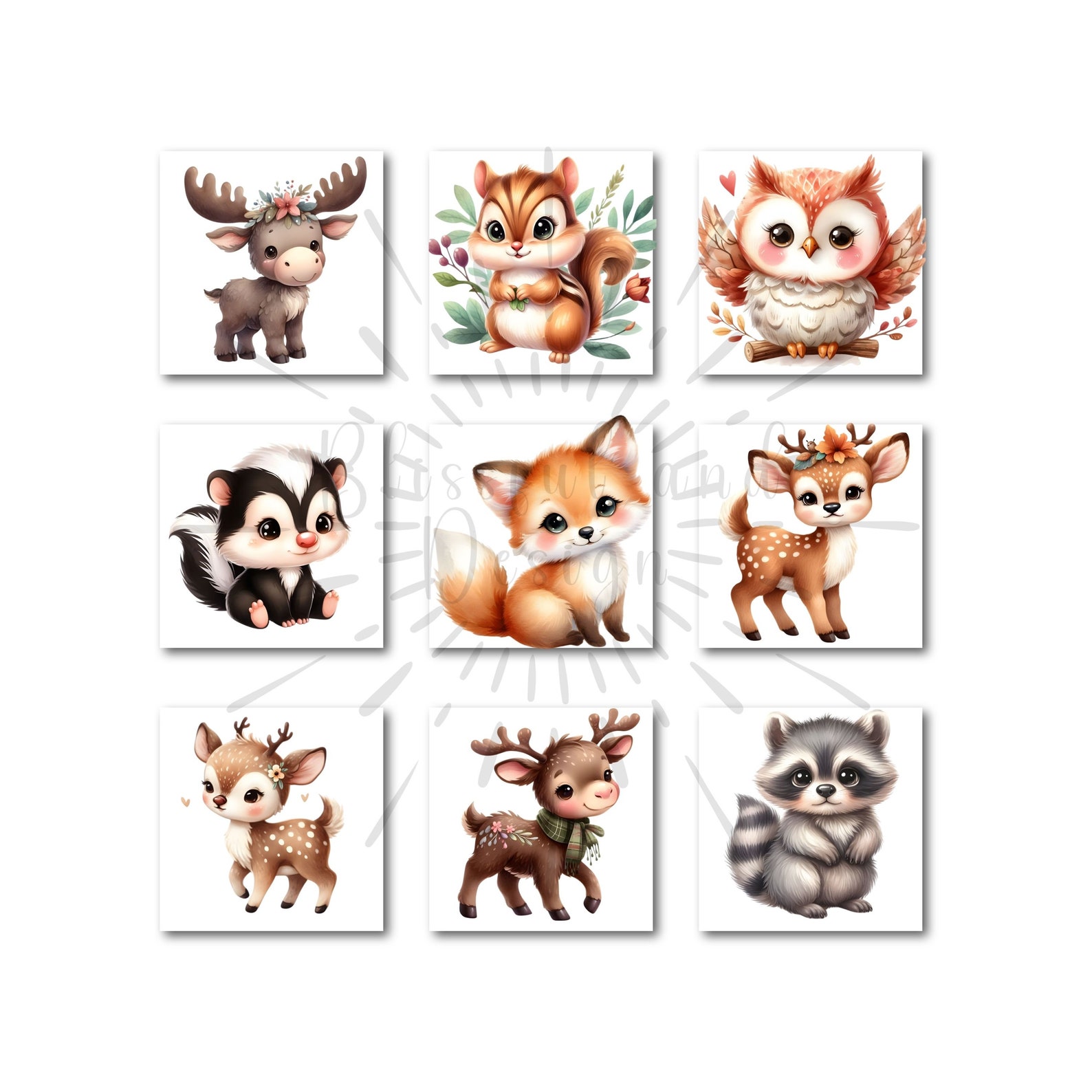 Cute Baby Woodland Animals Clipart Bundle Forest Animals PNG Watercolor ...