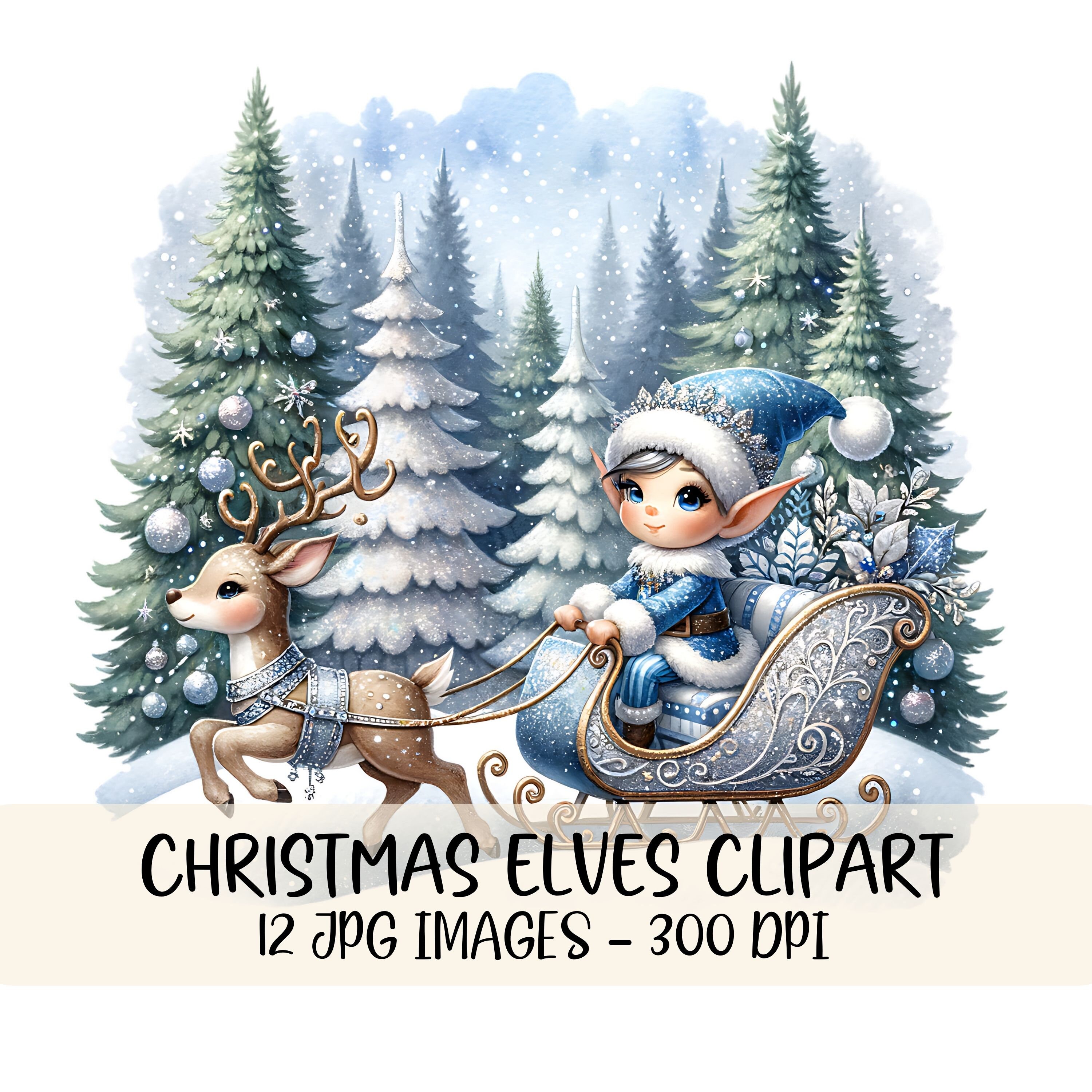 Christmas Elf Clipart Bundle Cute Christmas Elves Clipart JPG Images ...