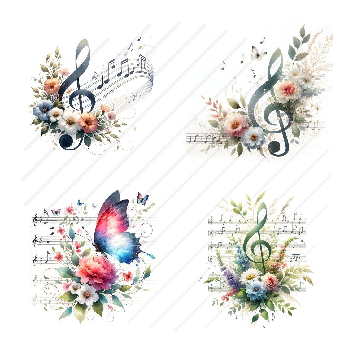 Musical Clipart Bundle Music Notes Clipart Treble Clef Clipart JPG ...